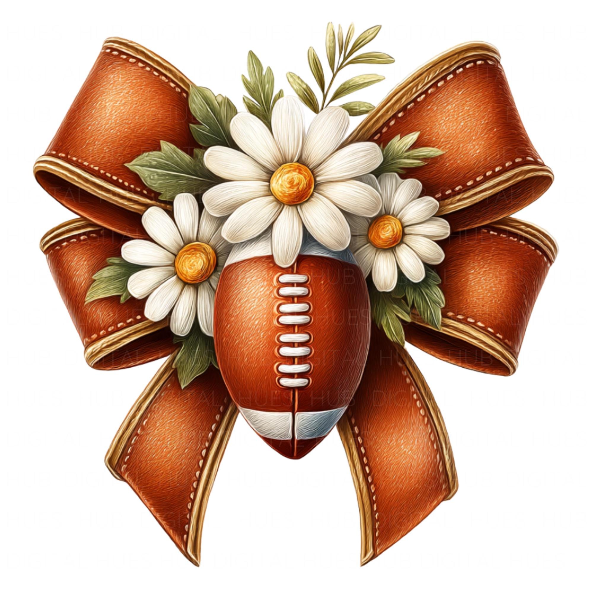 11 Football Bow Clipart Football Coquette Sports Ribbon Game Day Bow ...