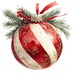 10 Red White Christmas Bauble Clipart Watercolor Festive Bauble ...