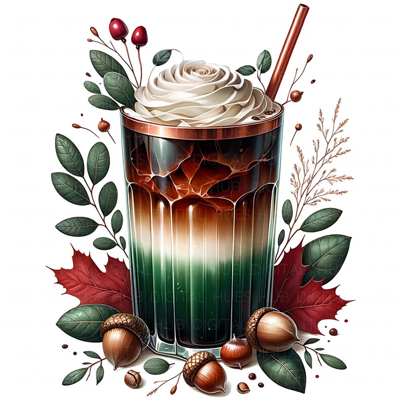 12 Autumn Iced Coffee Clipart Watercolor Fall Drink Cold Coffee Pumpkin ...