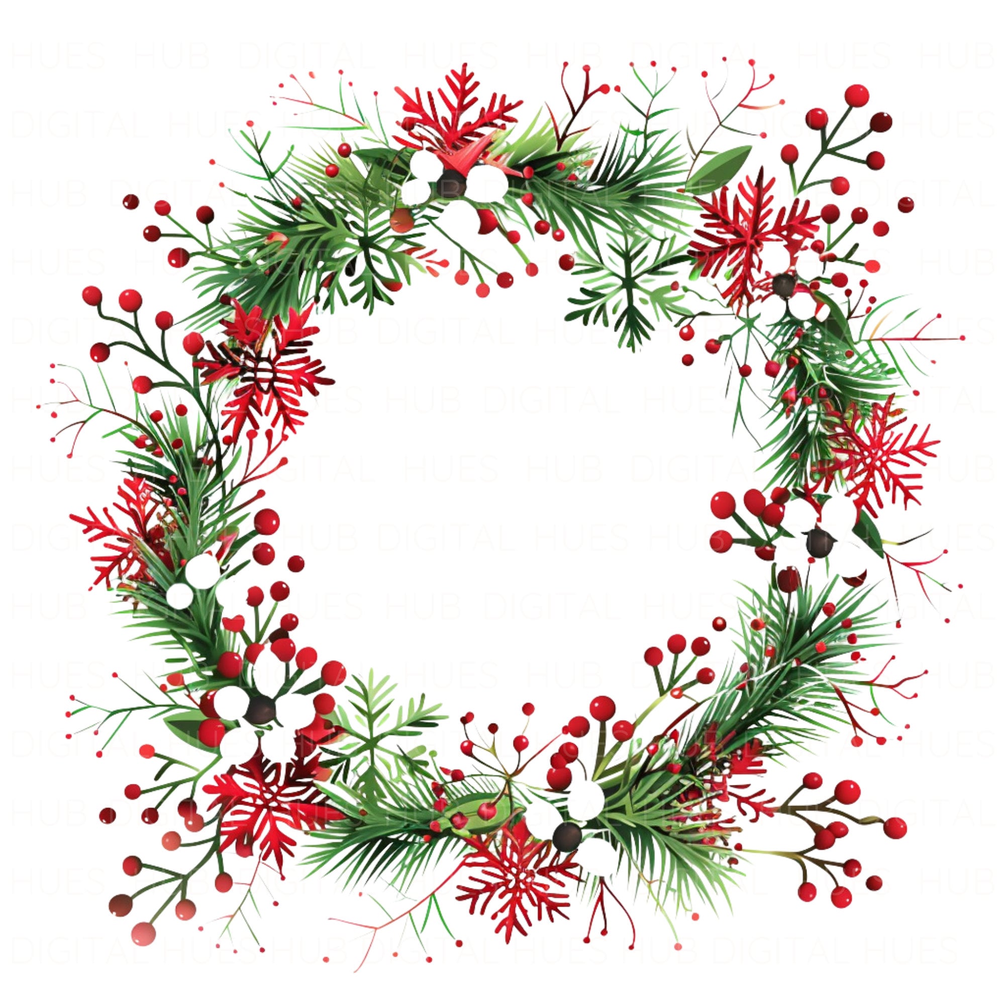 12 Christmas Wreath Set2 Clipart Bundle Watercolor Winter Wreath ...