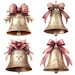 15 Pink Gold Christmas Bell Clipart Watercolor Festive Holiday ...