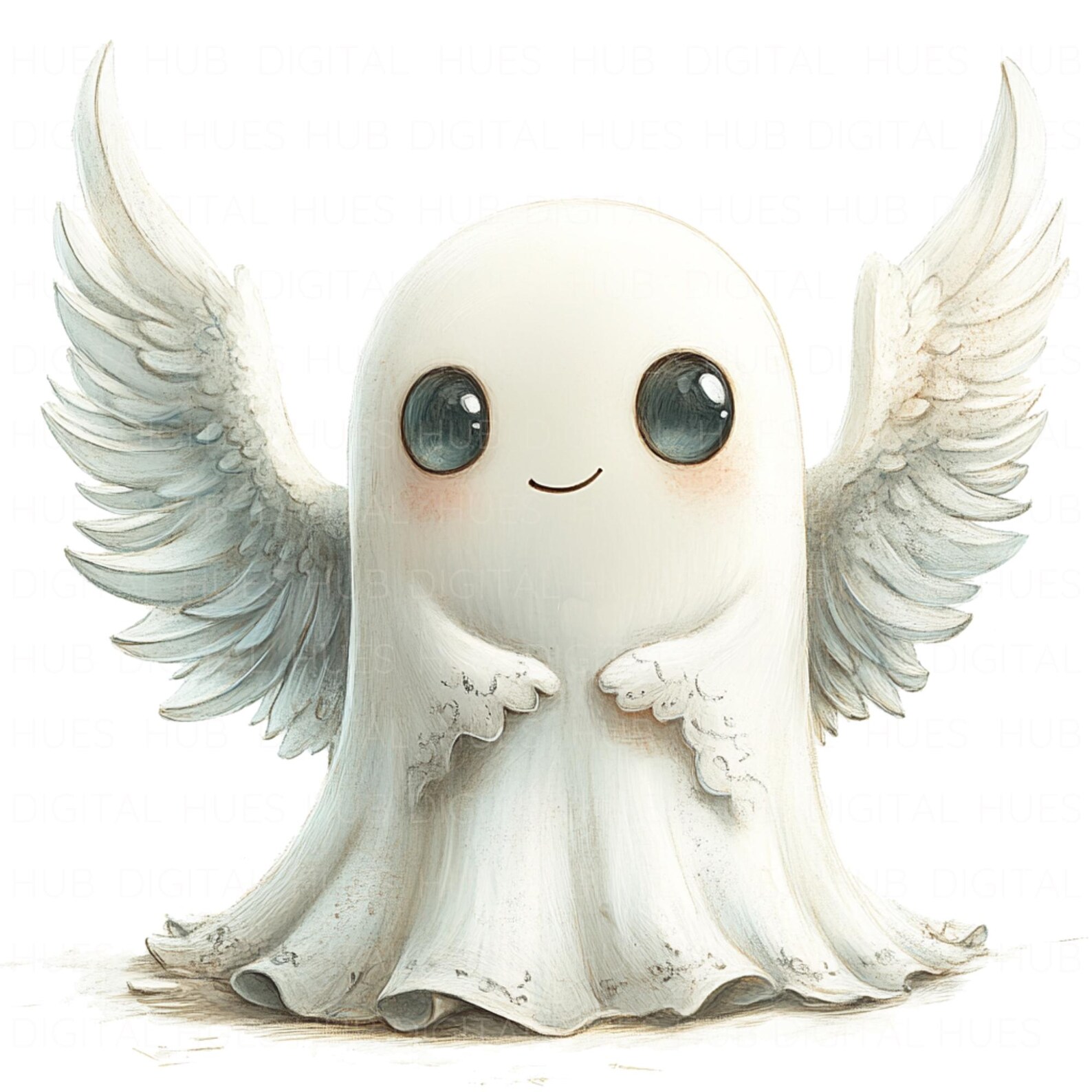 13 Cute Ghost Angel Clipart Watercolor Kawaii Ghost Nursery Wall Art ...