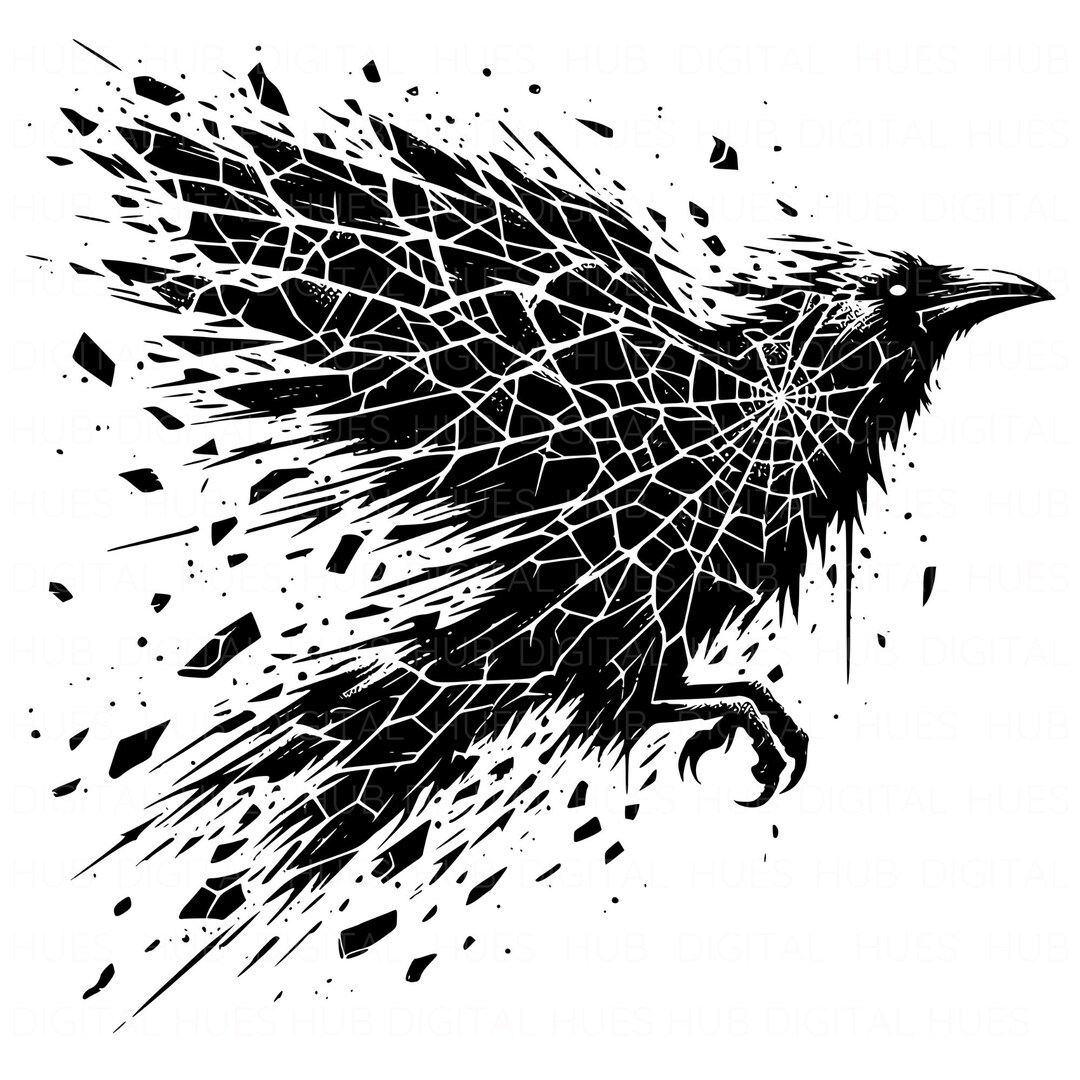 11 Abstract Halloween Raven Clipart Watercolor Gothic Raven Halloween ...