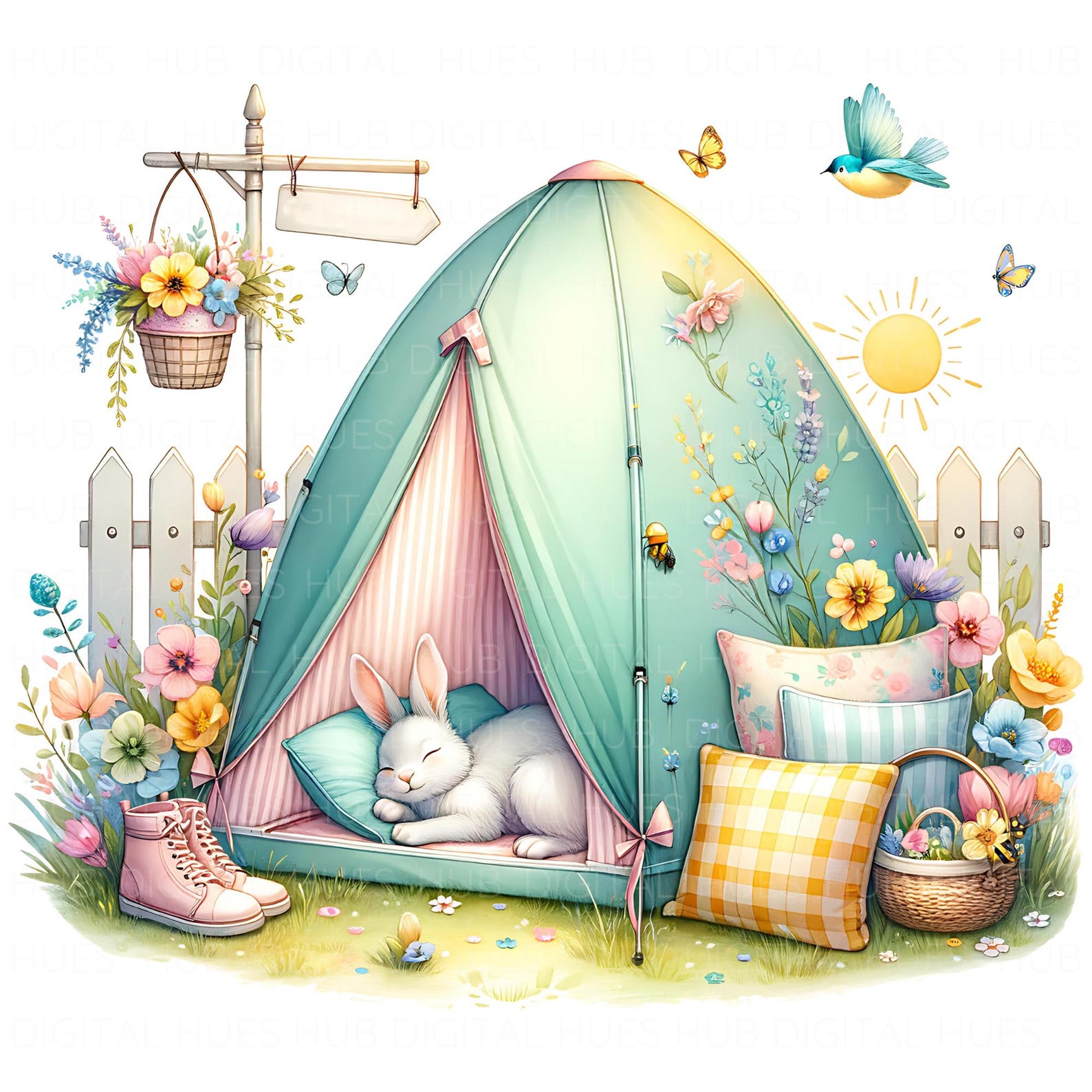 12 Backyard Camping Tent Clipart Watercolor Sleepover Tents, Play Tent ...