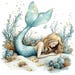 11 Little Mermaid Sleeping Underwater Watercolor Fairytale Art ...