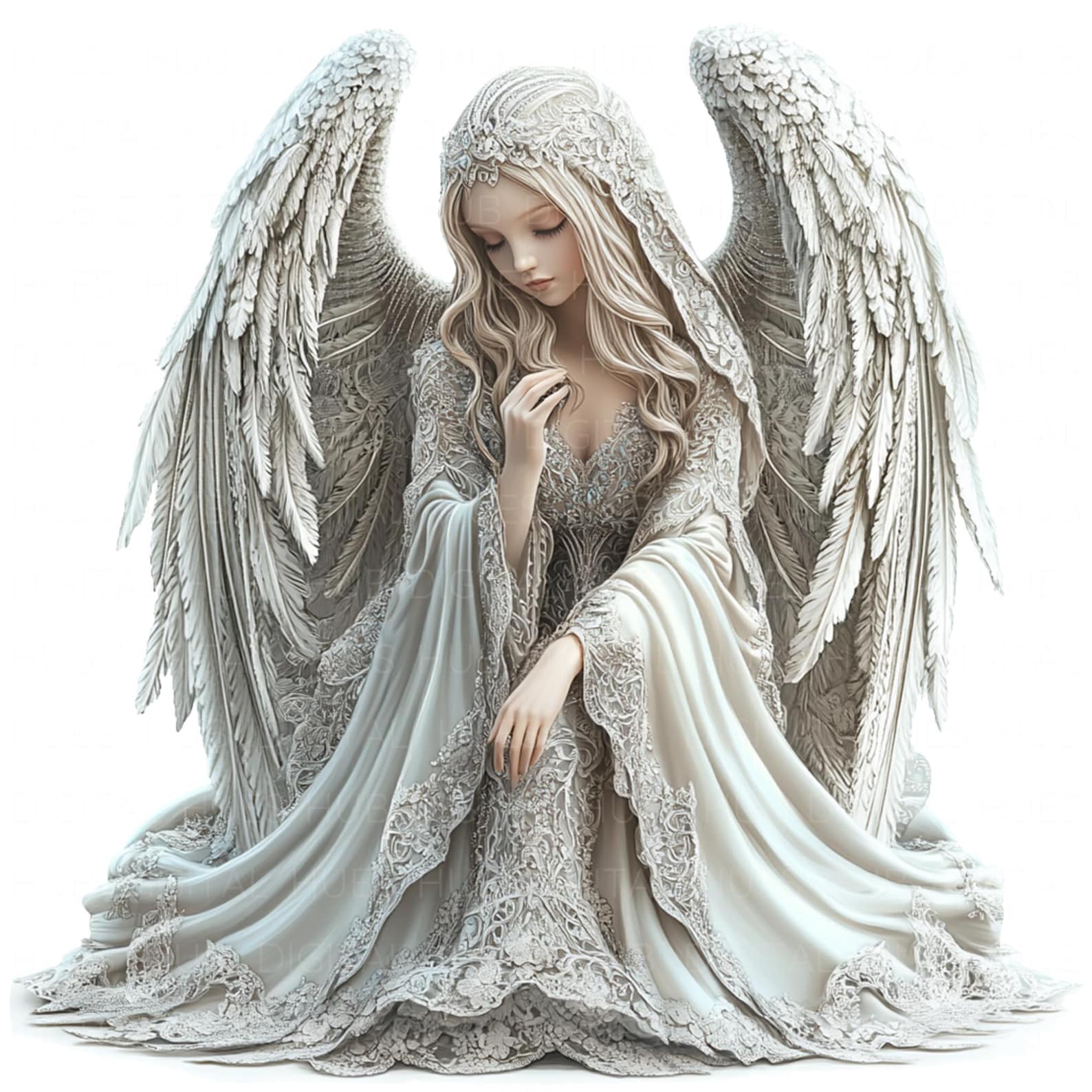 12 Angel With Wings Clipart Watercolor Christmas Angel Tree Topper ...
