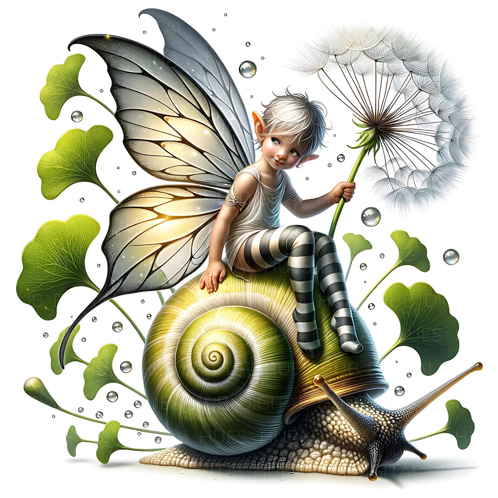 15 Pixie and Snail Clipart Watercolor Quirky Fairy Pixie Printable High ...