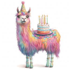 16 Cute Birthday Llama Clipart Watercolor Peru Llama Alpaca Art ...