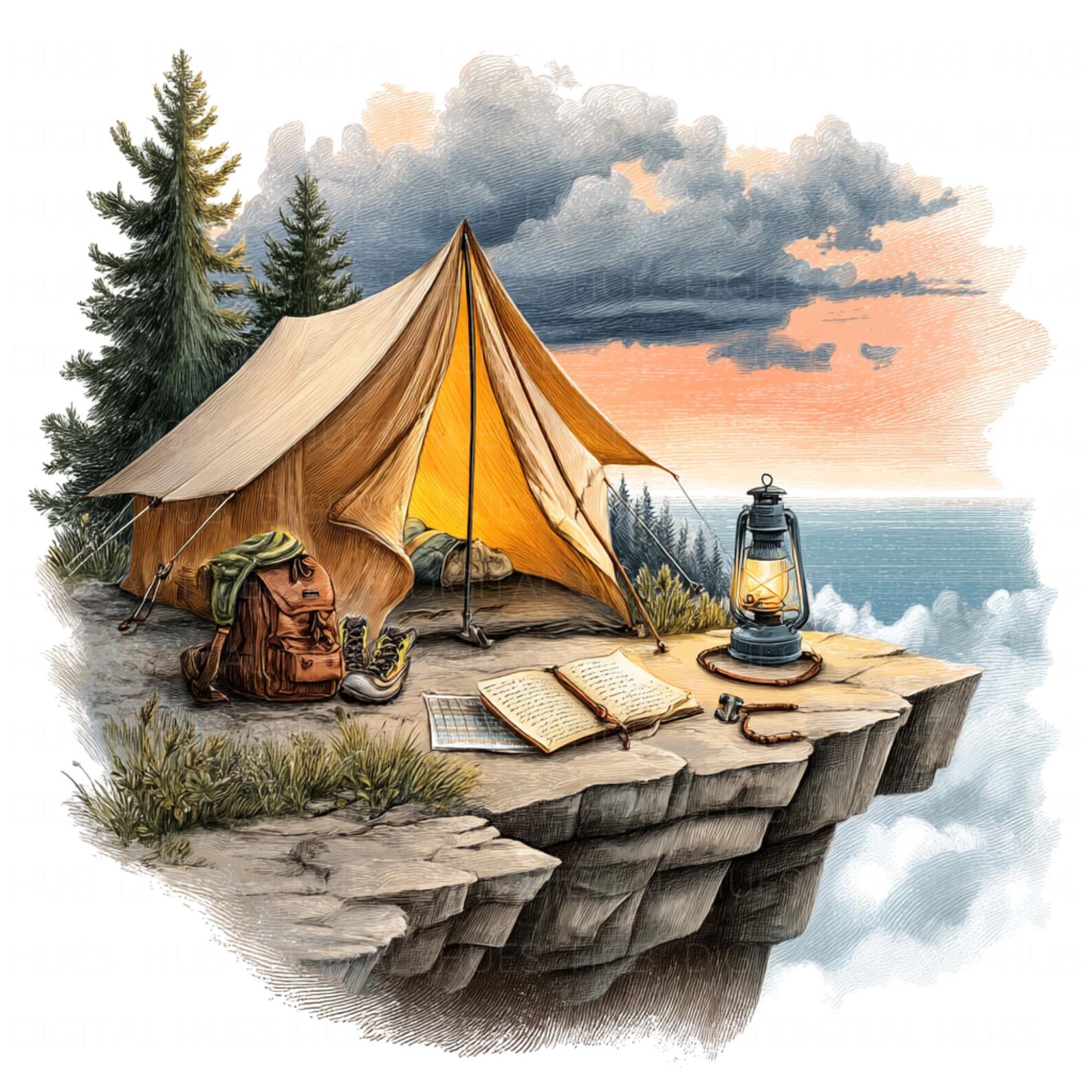 10 Camping Tent Clipart Watercolor Outdoor Nature Adventure Traveling ...