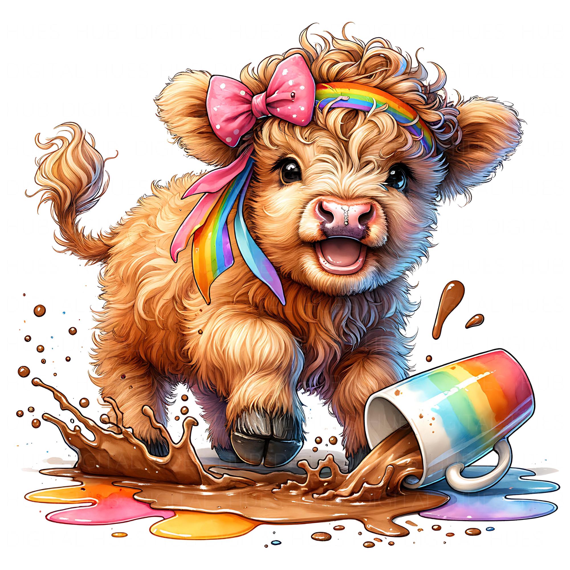 12 Highland Cow Coffee Clipart Watercolor Coffee Addict Moody Highland ...