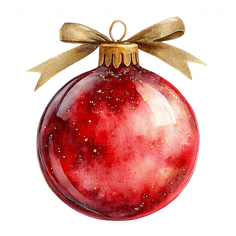 13 Simple Red Christmas Bauble Clipart Watercolor Festive Bauble ...