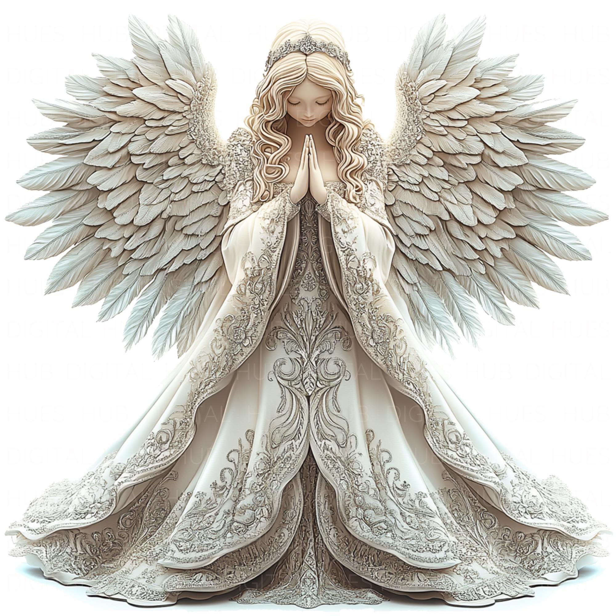12 Angel With Wings Clipart Watercolor Christmas Angel Tree Topper ...