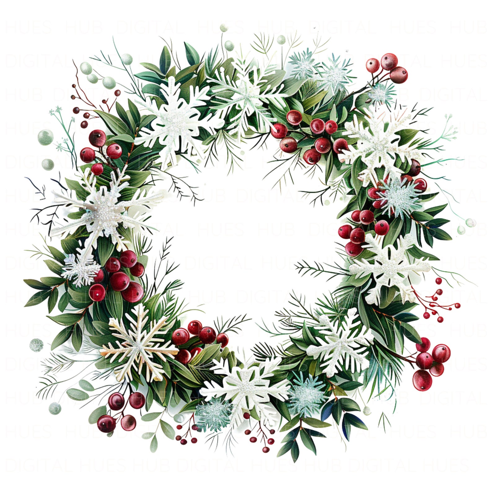 10 Christmas Wreath Set1 Clipart Bundle Watercolor Winter Wreath ...