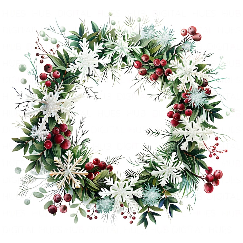 10 Christmas Wreath Set1 Clipart Bundle Watercolor Winter Wreath ...