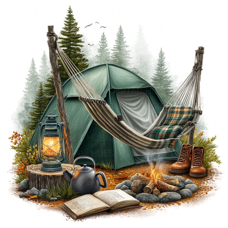 10 Camping Tent Clipart Watercolor Outdoor Nature Adventure Traveling ...