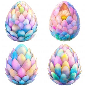 14 Whimsical Pastel Easter Egg Clipart Watercolor Magic Dragon Egg ...