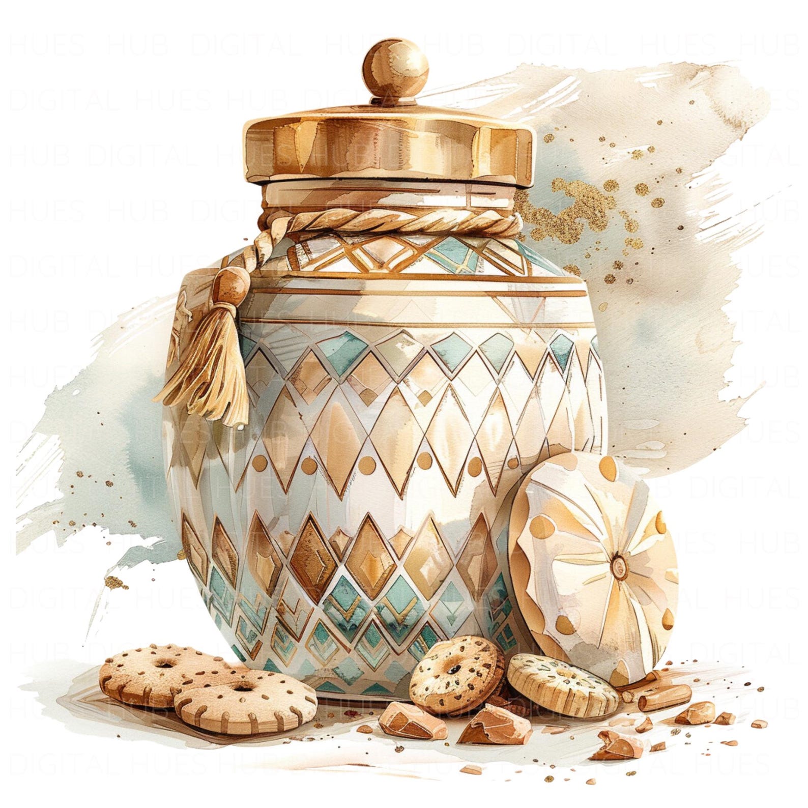 15 Cookie Jar Clipart Watercolor Cookie Clipart Sweets Jar Printable ...