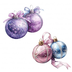 16 Christmas Bauble Clipart Watercolor Vintage Ornaments Holiday ...
