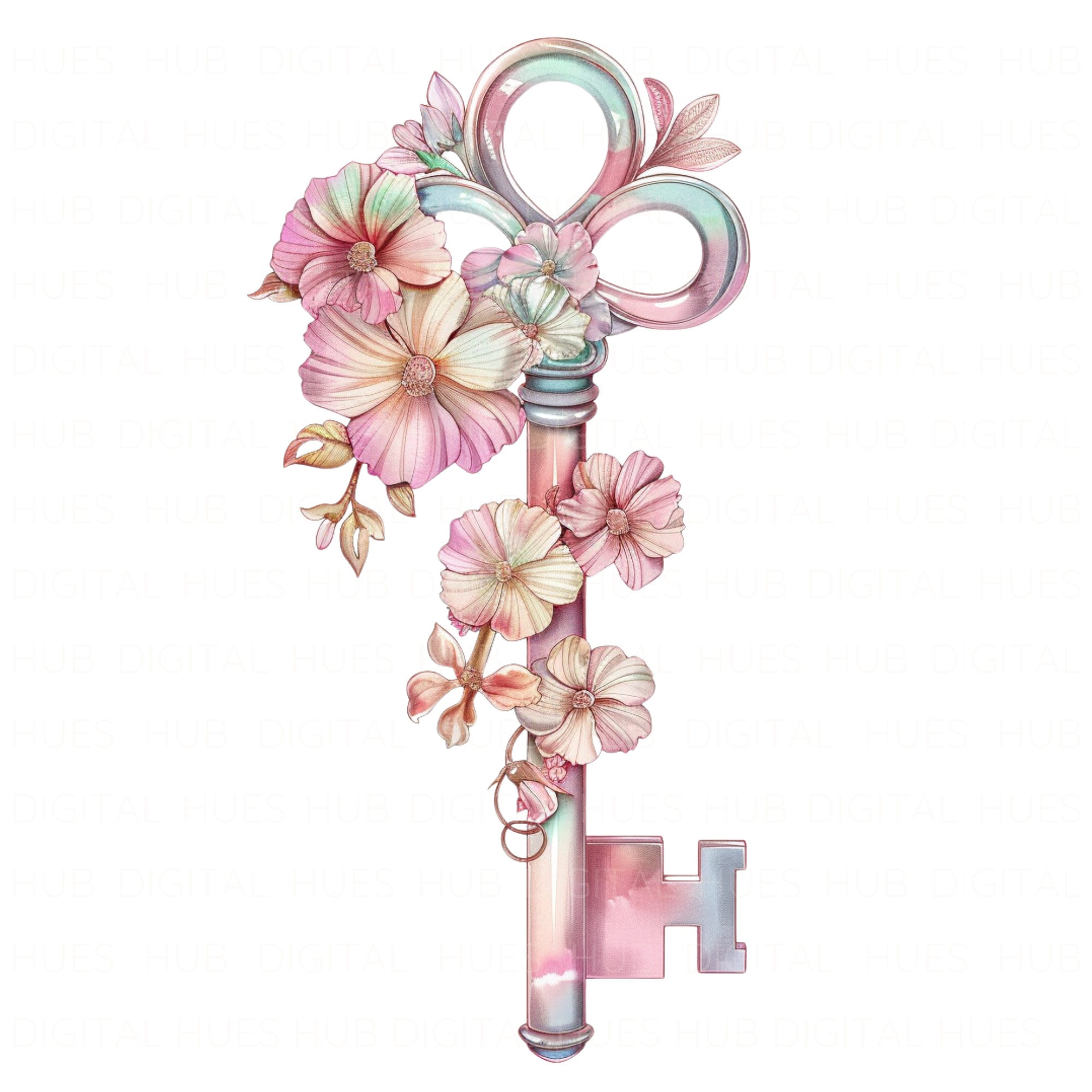 13 Floral Key Clipart Watercolor Fairy Key Art Fantasy Clipart ...