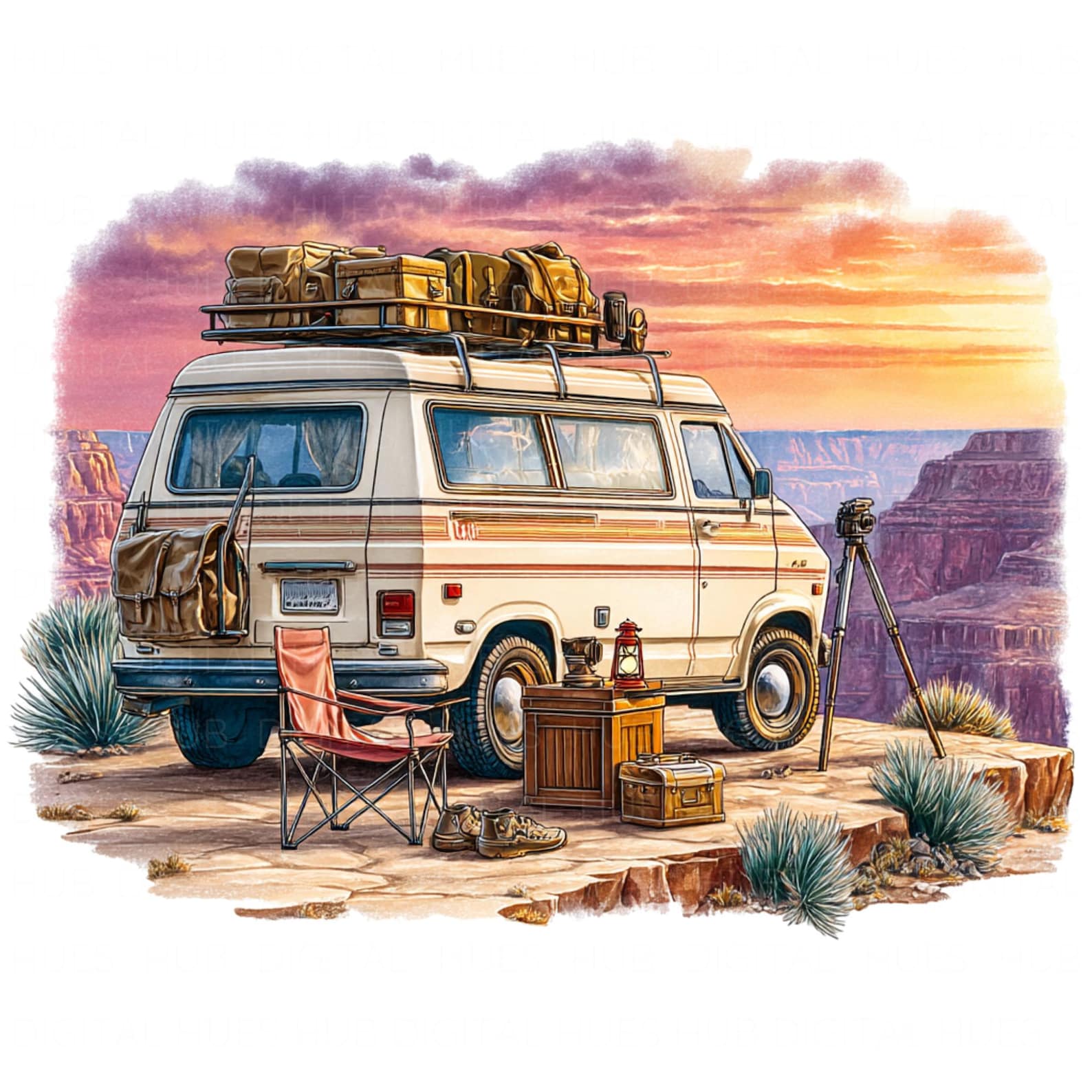 10 Camping Van Clipart Watercolor Outdoor Nature Adventure Traveling ...