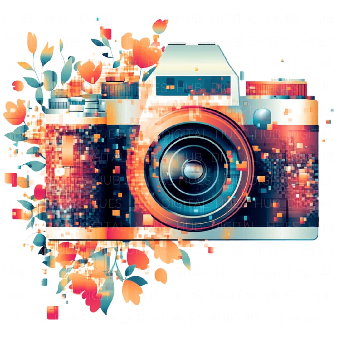 17 Vintage Pixel Camera Clipart Retro Photo Camera Printable High ...