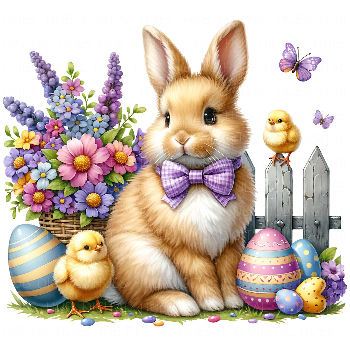 13 Easter Bunny With Chick Clipart Watercolor Easter Spring Art ...