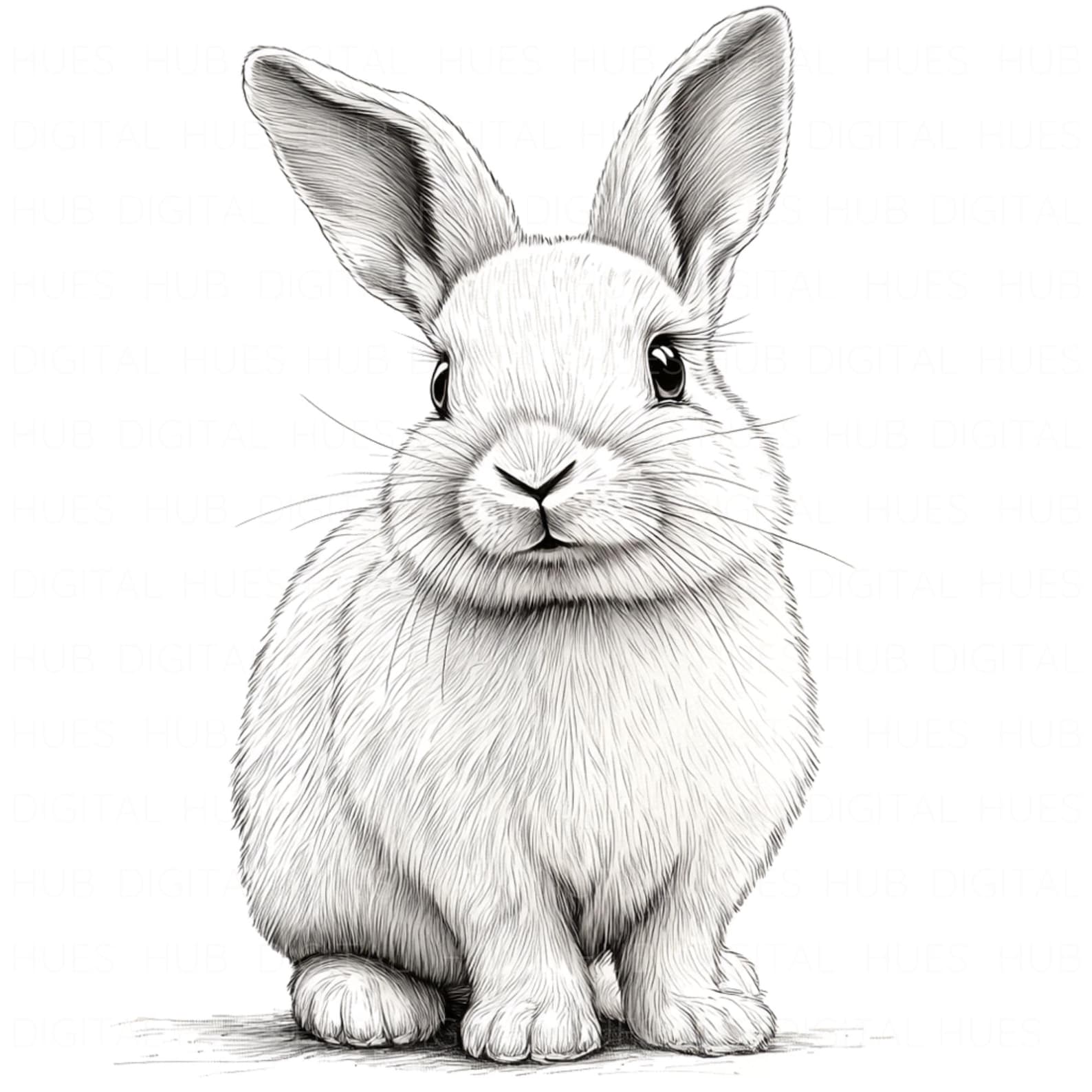 11 Black White Rabbit Sketch Clipart Easter Bunny Rabbit Sketch ...