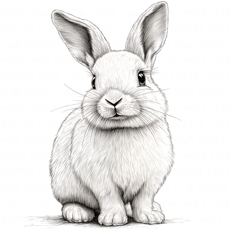 11 Black White Rabbit Sketch Clipart Easter Bunny Rabbit Sketch ...