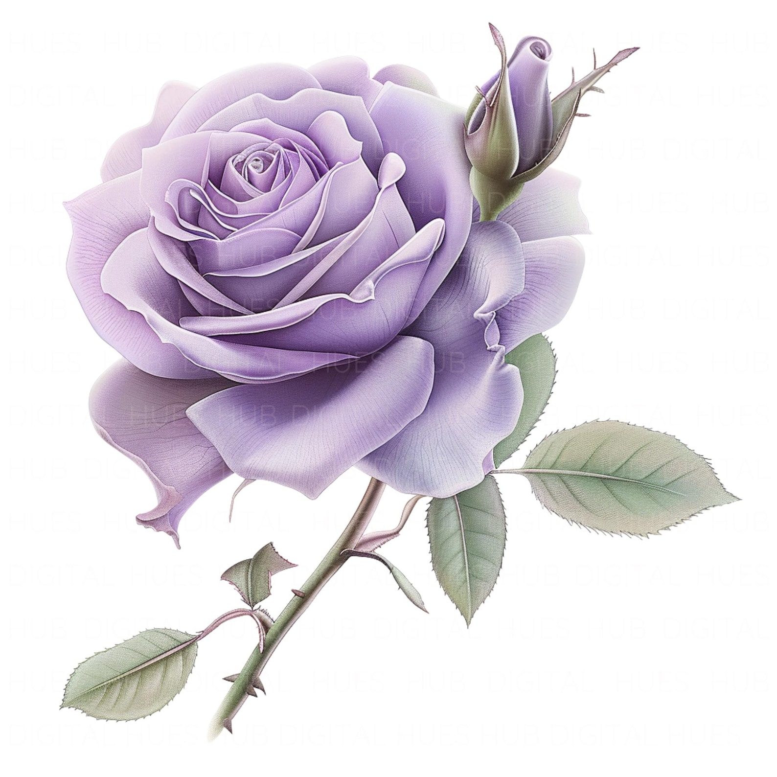 15 Light Purple Roses Clipart Watercolor Purple Single Rose Purple ...