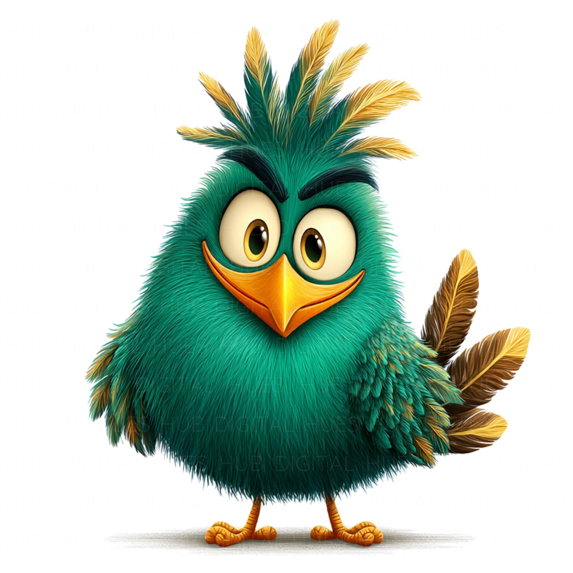 13 Green Crazy Bird Clipart Watercolor Quirky Birds Nursery Bird ...