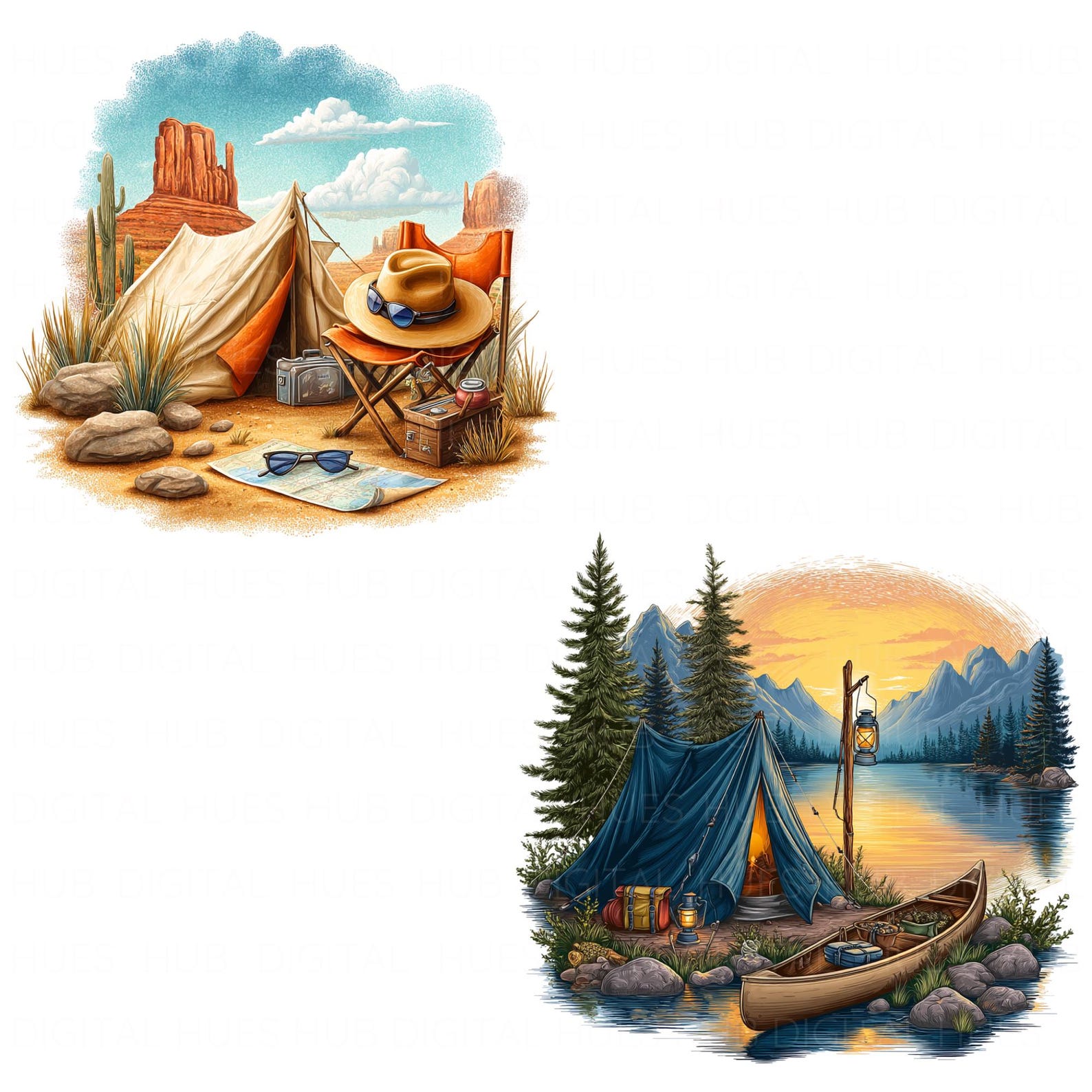 10 Camping Tent Clipart Watercolor Outdoor Nature Adventure Traveling ...