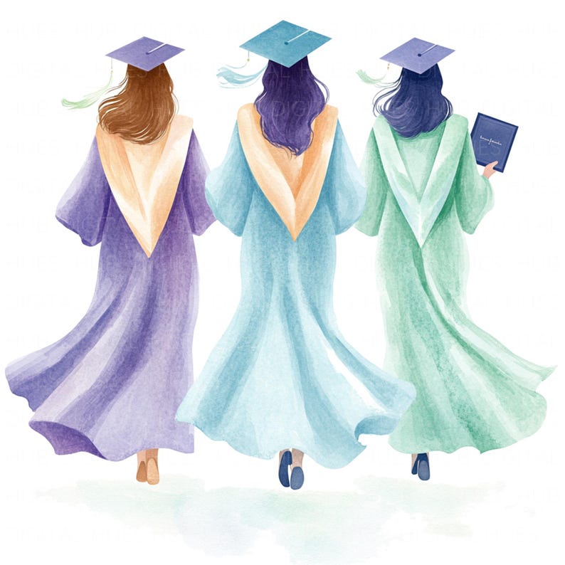 10 Graduation Abstract Clipart Watercolor Perfect Student Gift Idea ...