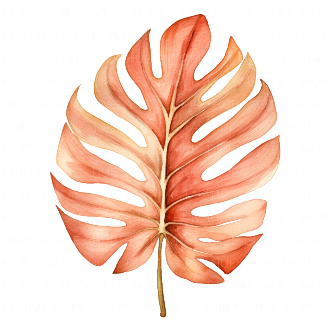 15 Colorful Monstera Leaf Clipart Botanical Clipart Watercolor Monstera ...
