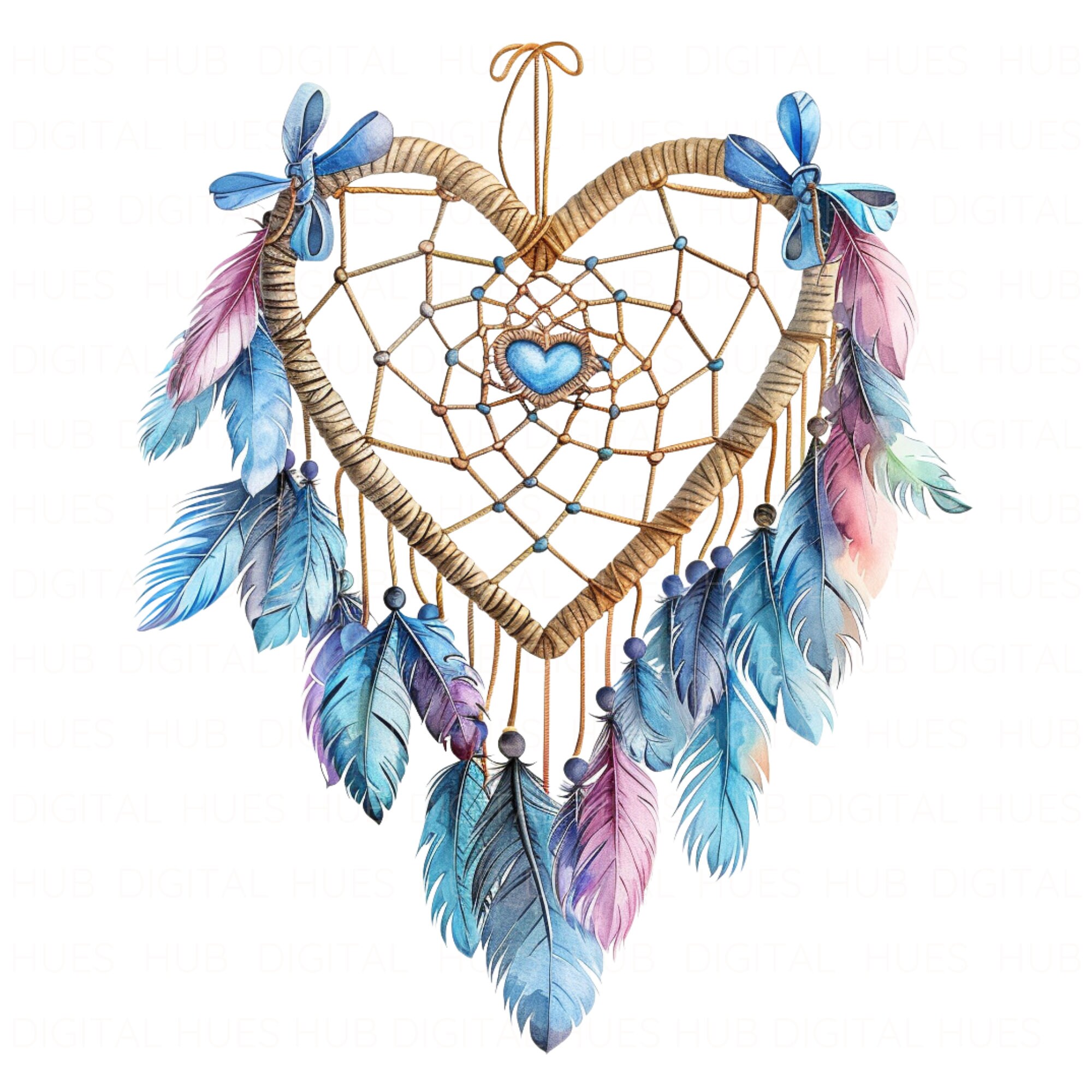 11 Heart Dream Catcher Clipart Watercolor Floral Dream Catcher ...