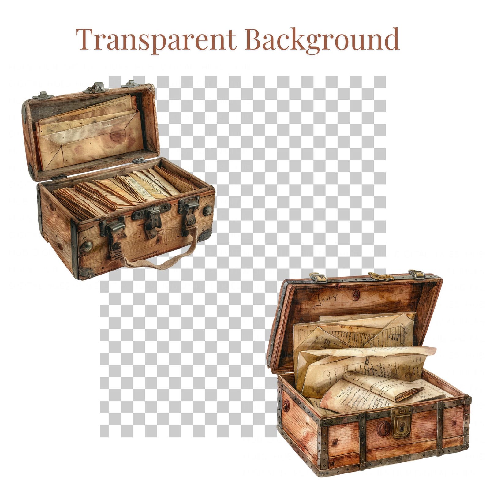 11 Rustic Wooden Box Letters Clipart Set 2 Watercolor Old Vintage ...