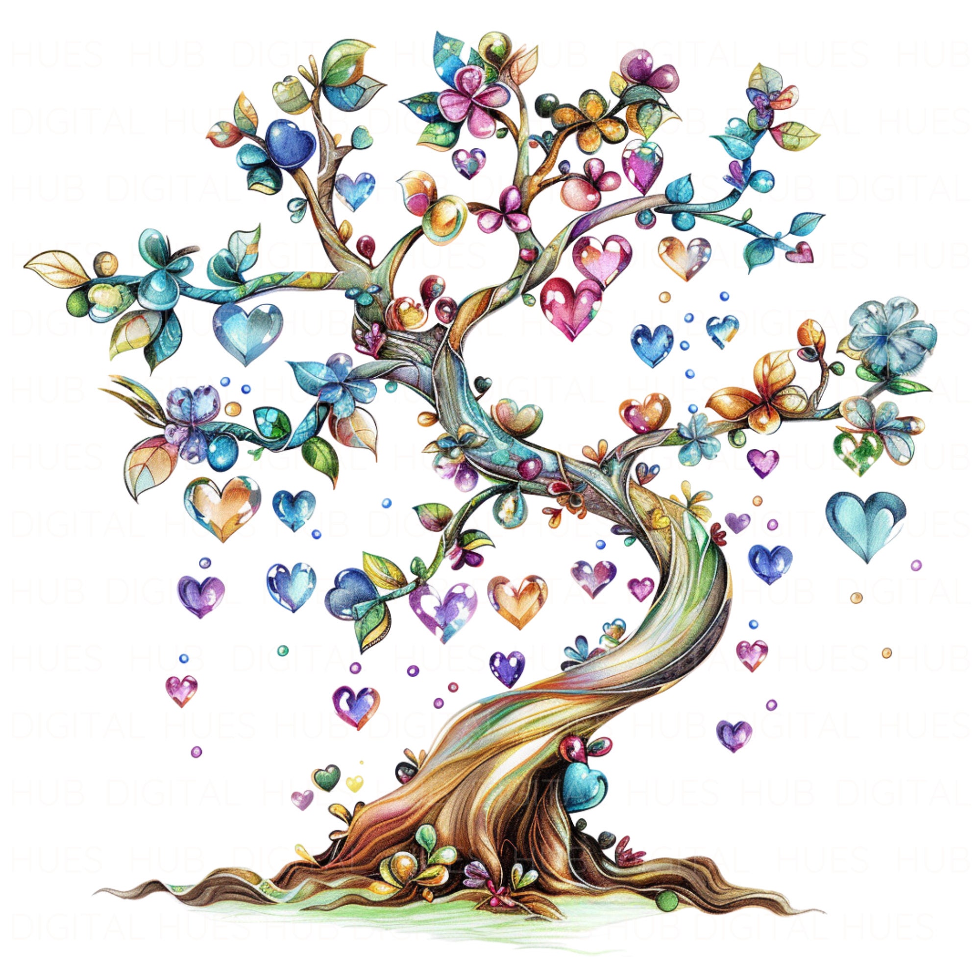 12 Colorful Jewel Tree Clipart Watercolor Gemstone Tree of Life High ...
