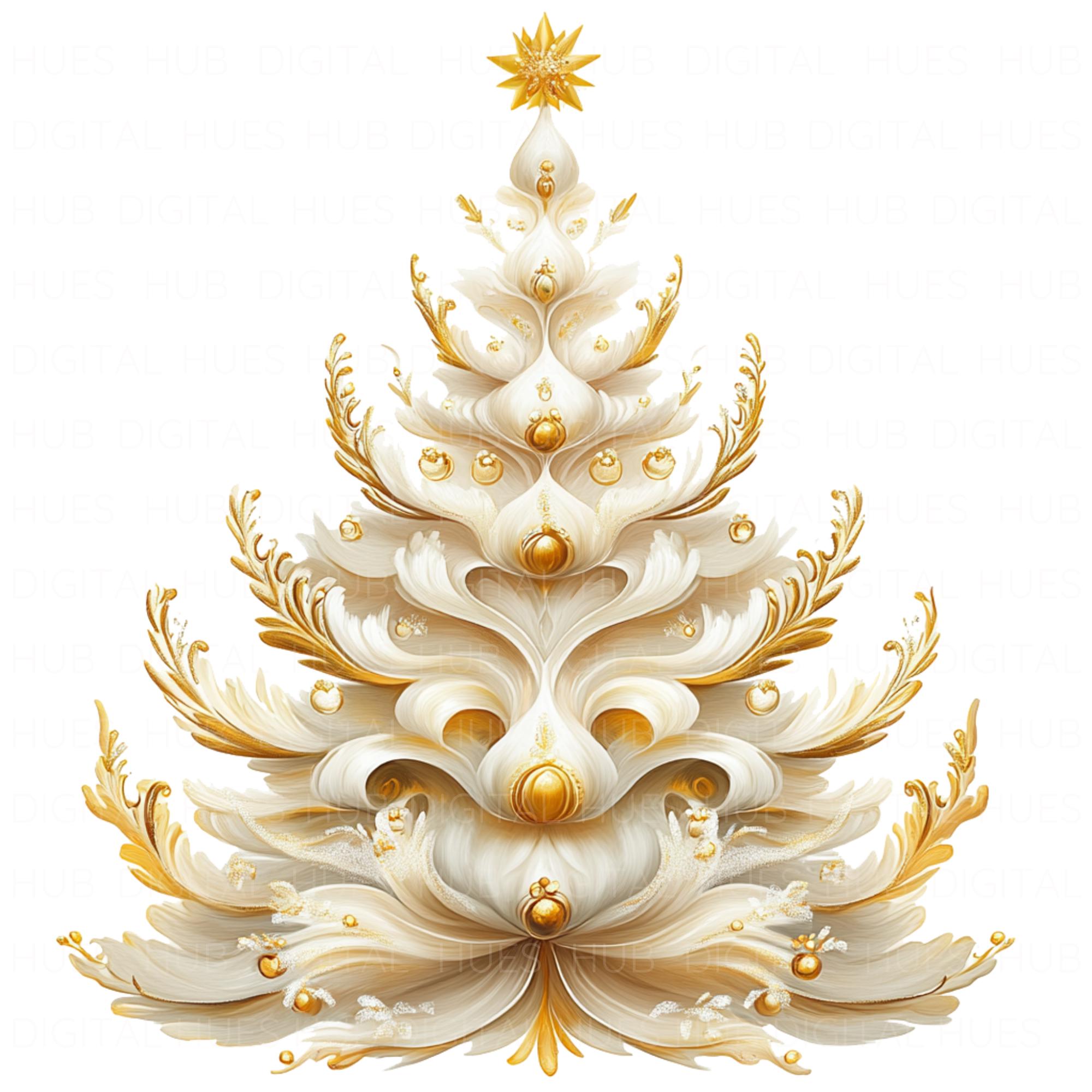 14 White Christmas Tree Clipart Watercolor Magical Christmas Winter ...