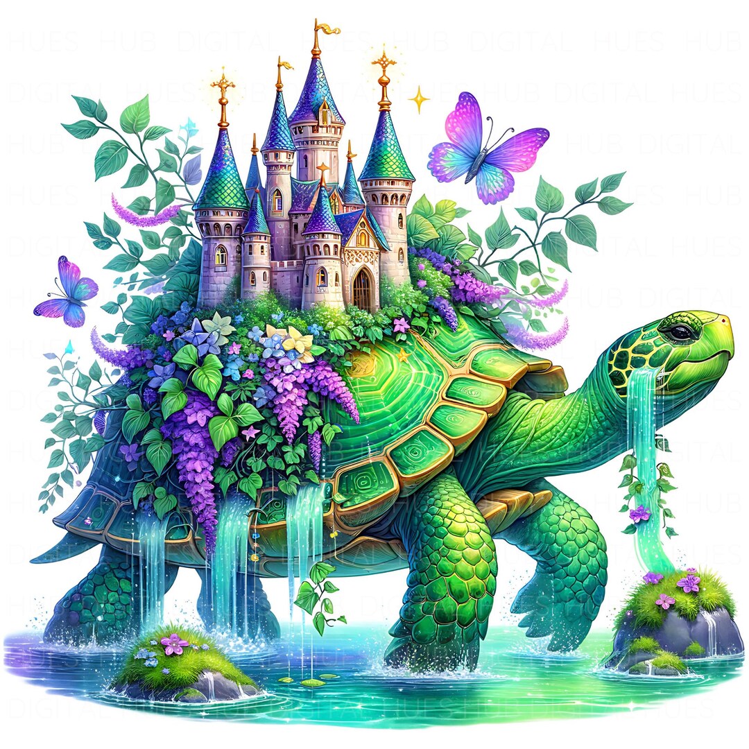11 Whimsical Turtle Clipart Watercolor Magical Fairytale Princess ...