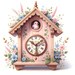 10 Floral Cuckoo Clock Clipart Watercolor Vintage Wall Clock Art ...