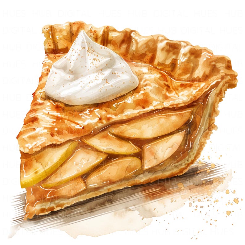 12 Apple Pie Slice Clipart Watercolor Farmhouse Baking Food Menu ...