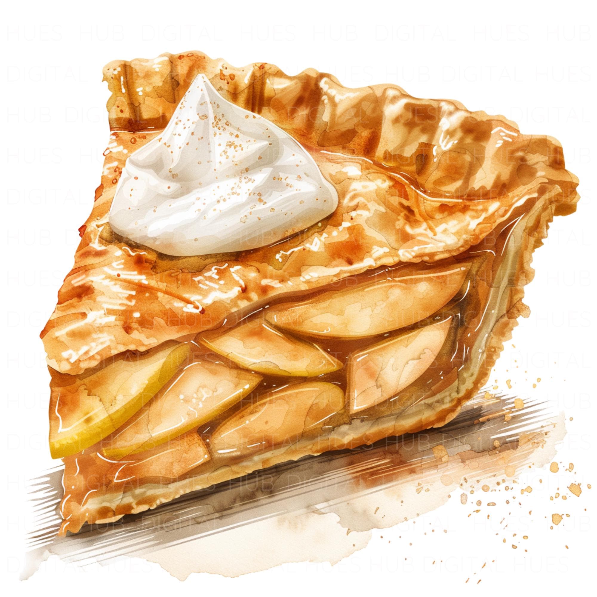 12 Apple Pie Slice Clipart Watercolor Farmhouse Baking Food Menu ...