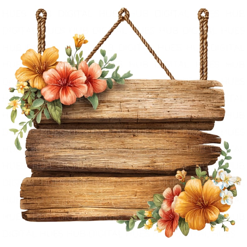 10 Rustic Wooden Sign Clipart Watercolor Vintage Hanging Garden Sign ...