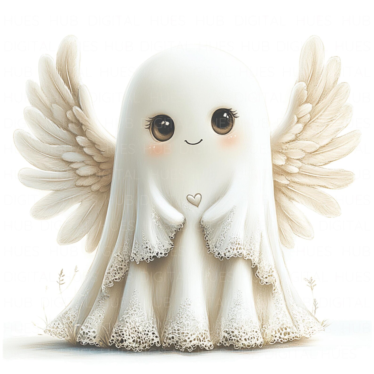 13 Cute Ghost Angel Clipart Watercolor Kawaii Ghost Nursery Wall Art ...