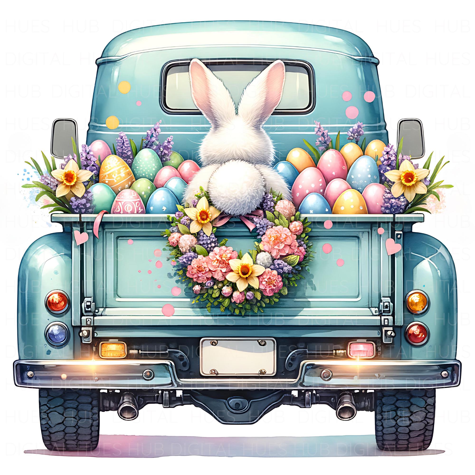 10 Easter Truck Clipart Watercolor Easter Spring Animal Printable High ...