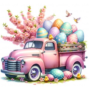 16 Easter Truck Treats Clipart Watercolor Easter Spring Printable High ...