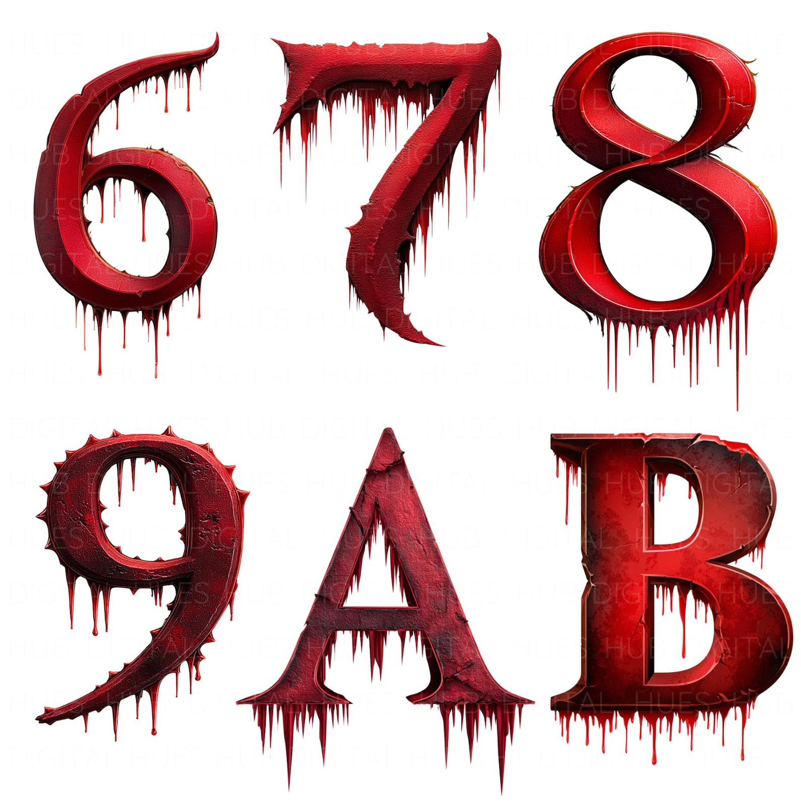 36 Bloody Dripping Alphabet Numbers Clipart: Watercolor Horror Font PNG ...