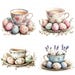 15 Festive Easter Teacup Clipart Watercolor Easter Eggs Cup Printable ...