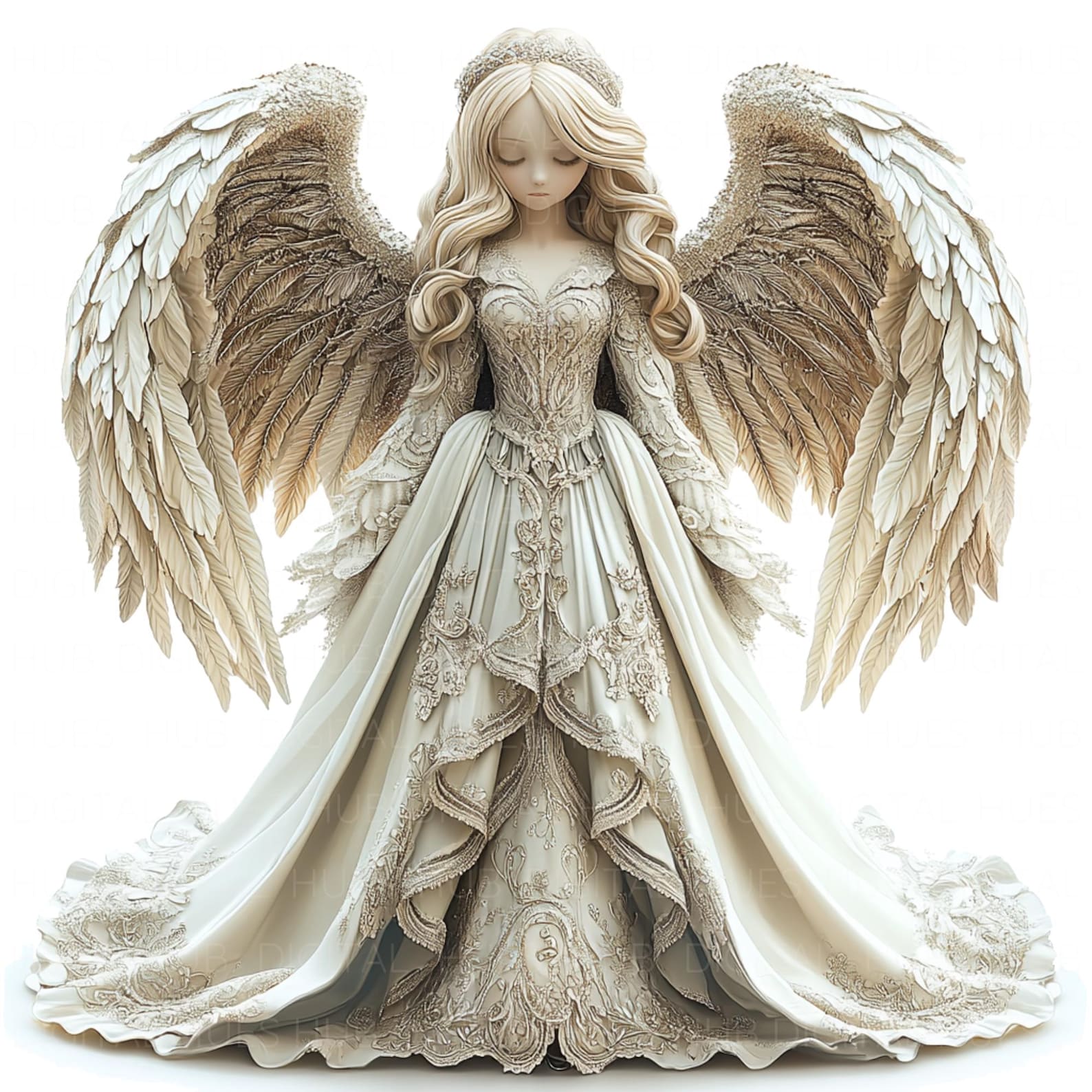 12 Angel With Wings Clipart Watercolor Christmas Angel Tree Topper ...