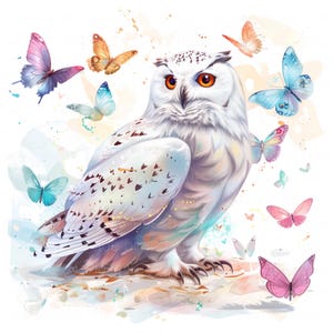 13 Owl and Butterfly Clipart Watercolor Nursery Owl Butterfly Clipart ...