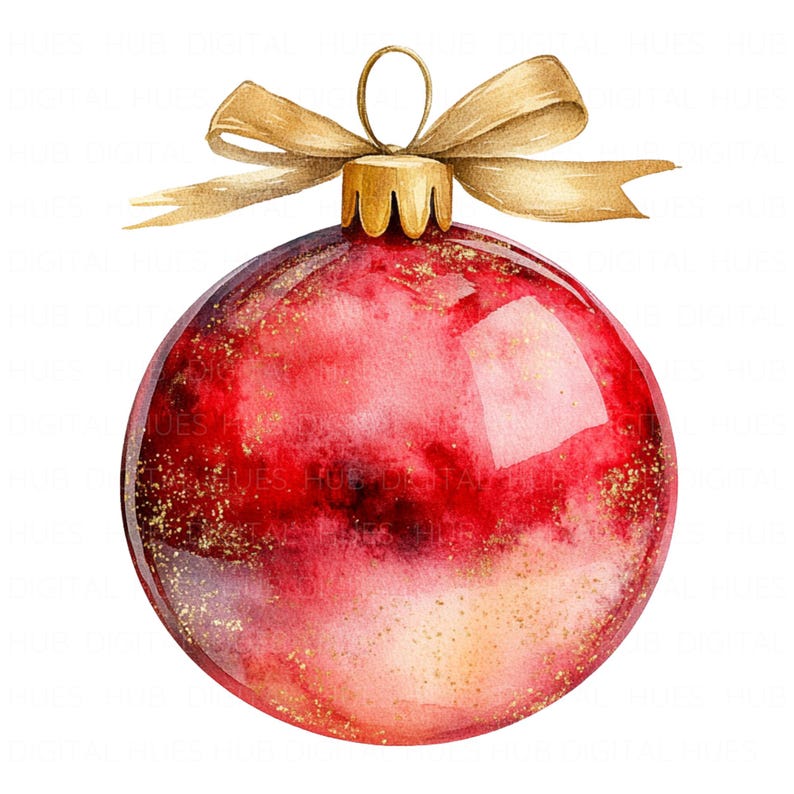 13 Simple Red Christmas Bauble Clipart Watercolor Festive Bauble ...